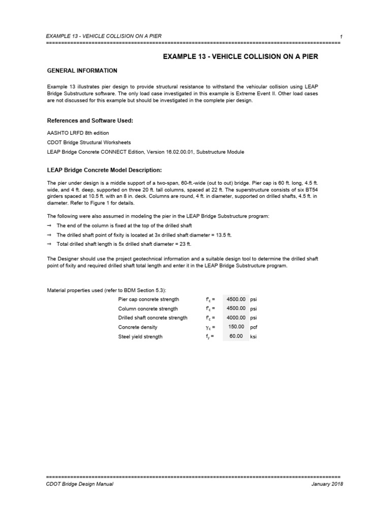 Vehicle Collision Pier Design Example | PDF | Column | Building Engineering