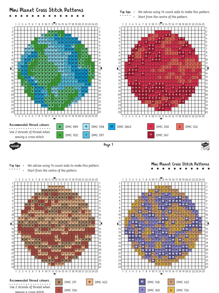 Mini Planet Cross Stitch Patterns Patterned | PDF
