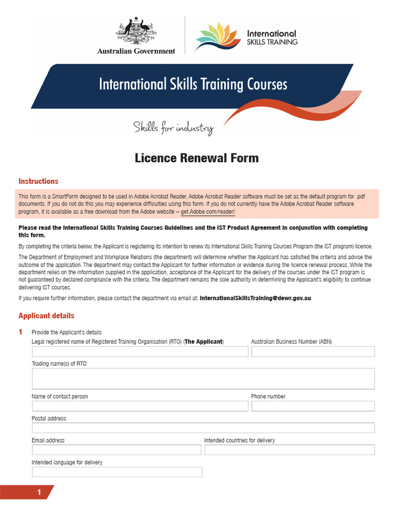 2836 IST Courses Product Licence Renewal Form - ACC | PDF