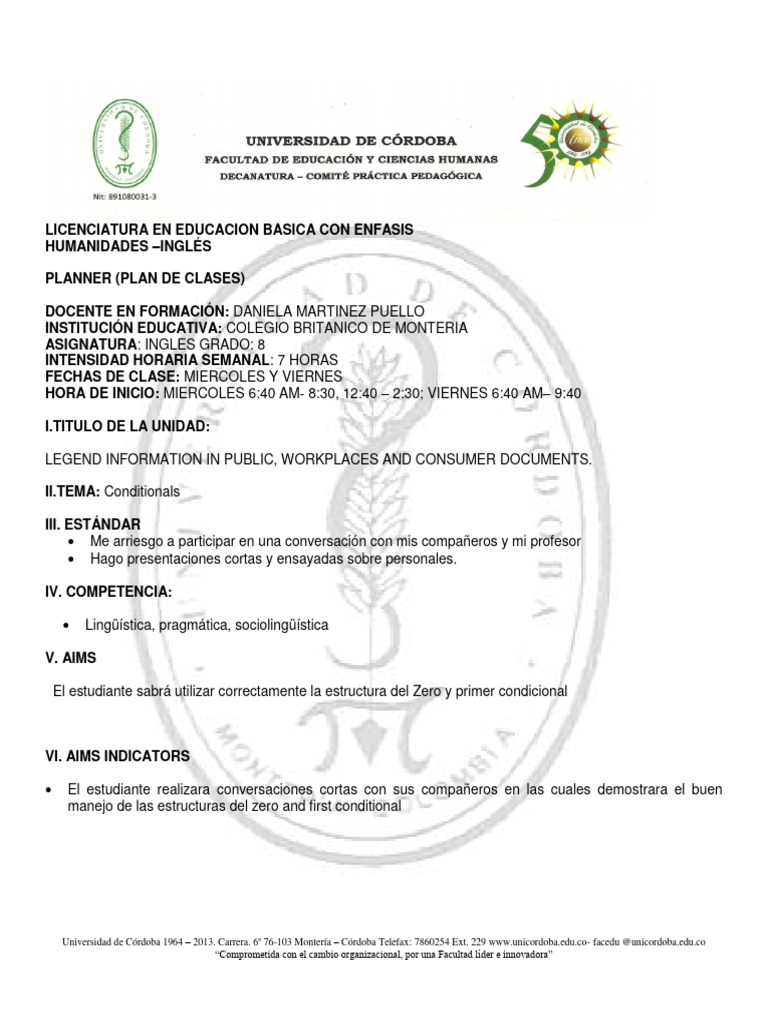 PLANNER Conditionals Miss Daniela | PDF | Linguistic Morphology ...