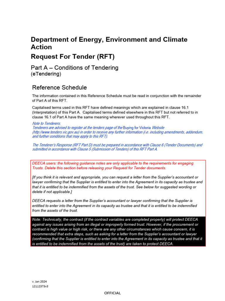 Request For Tender RF Te Tender Part A | PDF | Procurement | Evaluation