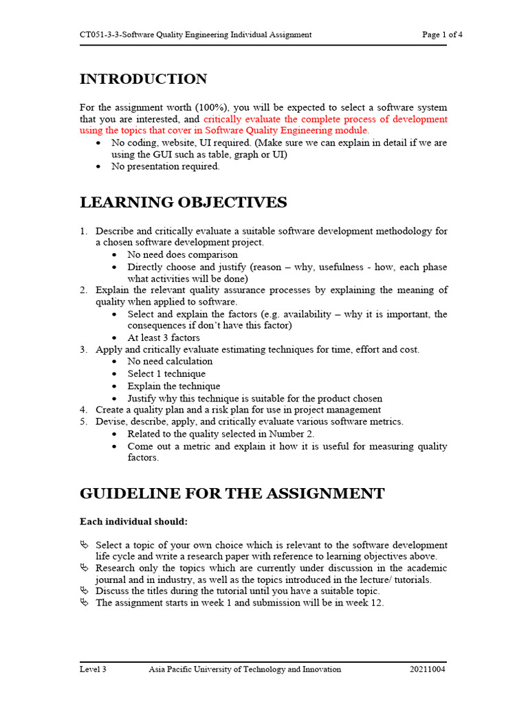 Individual Assignment Level 3 SQE (100 Incourse) | PDF | Software ... Individual Assignment Level 3 SQE (100 Incourse) | PDF | Software ...