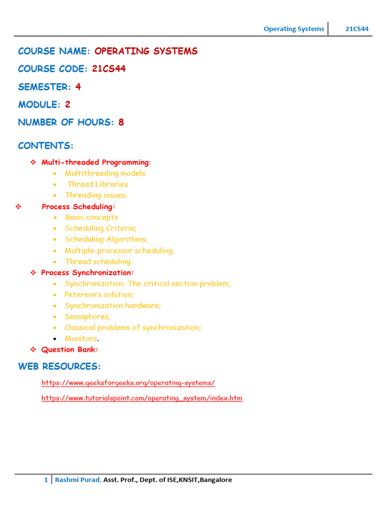 Module 2 | Download Free PDF | Thread (Computing) | Scheduling (Computing)