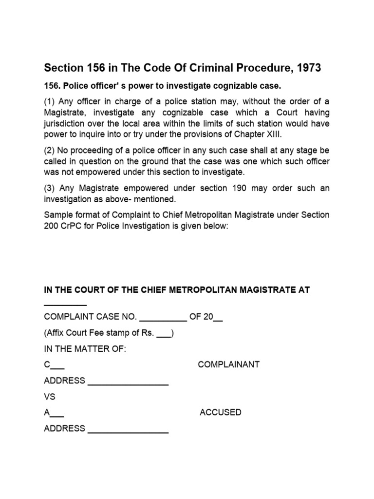 Section 156 in The Code of Criminal Procedure | PDF | Government ...