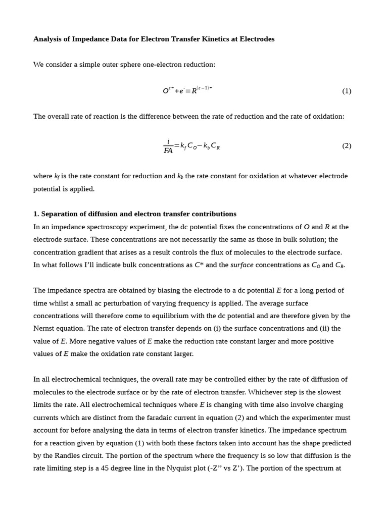 Analysis of Impedance Data | PDF | Redox | Reaction Rate Constant Analysis of Impedance Data | PDF | Redox | Reaction Rate Constant