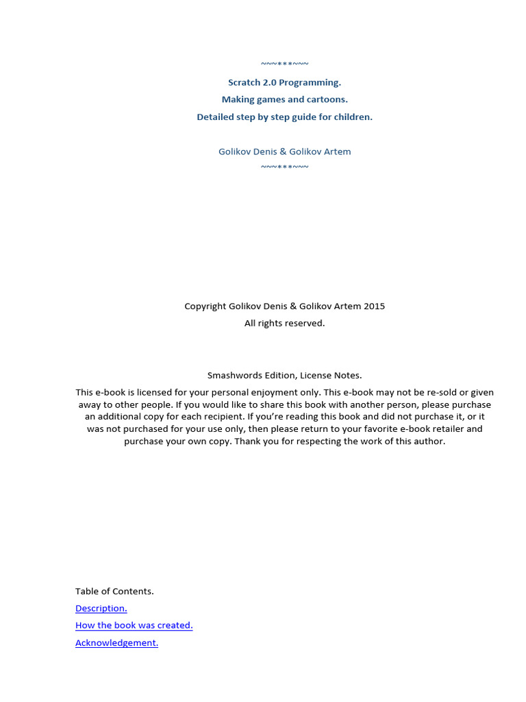 Scratch 2 Programming 1 3 Finish 1 2 Bez 17 Glavy Otryvok | PDF ...
