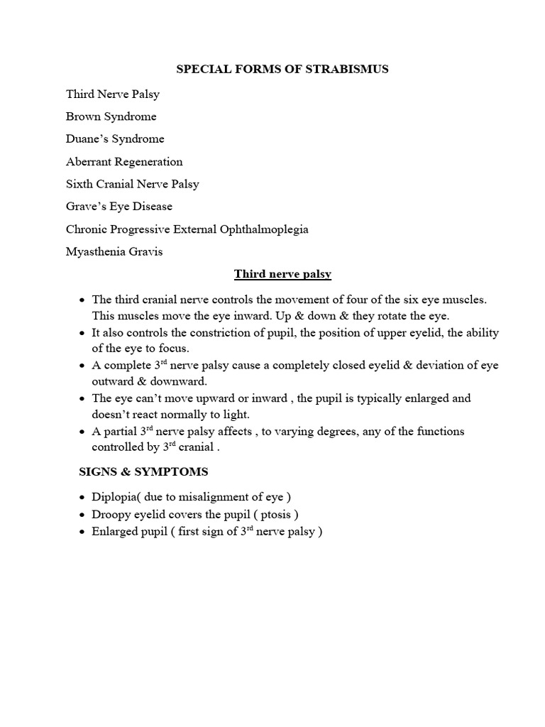 T11 Special Forms of Strabismus 1 | PDF | Clinical Medicine | Diseases ...