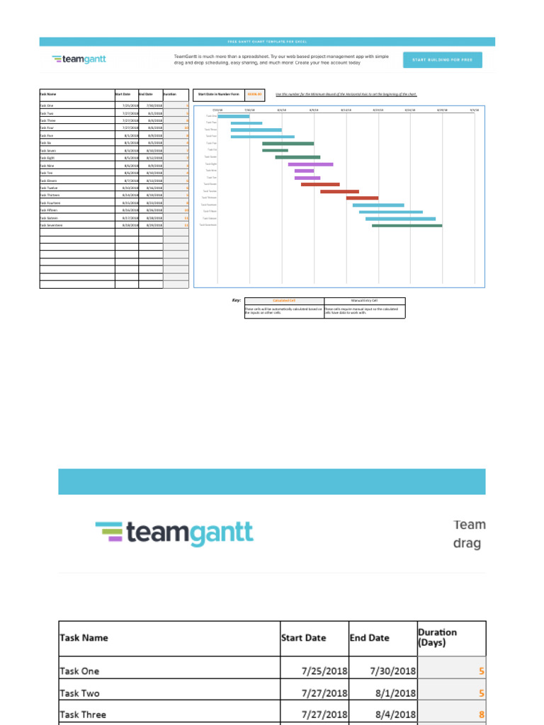 Excel Gantt Chart Template TeamGantt | PDF | Chart | Computing