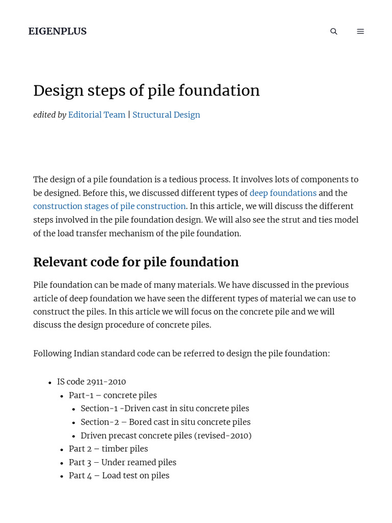 Design Steps of Pile Foundation - Eigenplus | PDF | Deep Foundation | Foundation (Engineering)