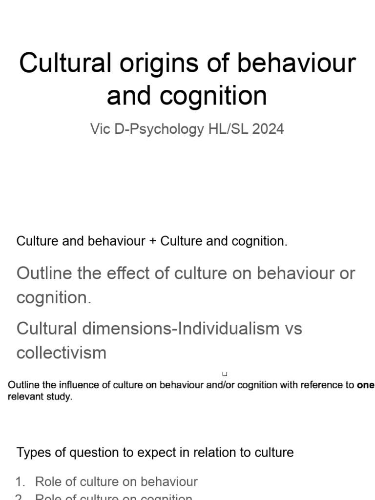 Cultural Origins of Behaviour and Cognition | PDF | Socialization ...