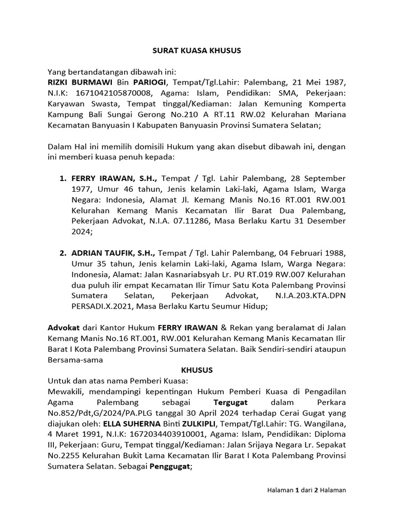 Surat Kuasa Rizki | PDF