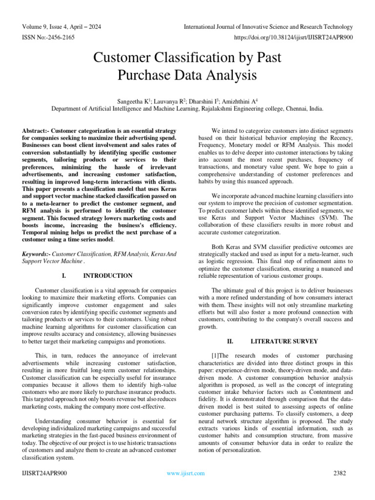 Customer Classification by Past Purchase Data Analysis | PDF | Machine ...