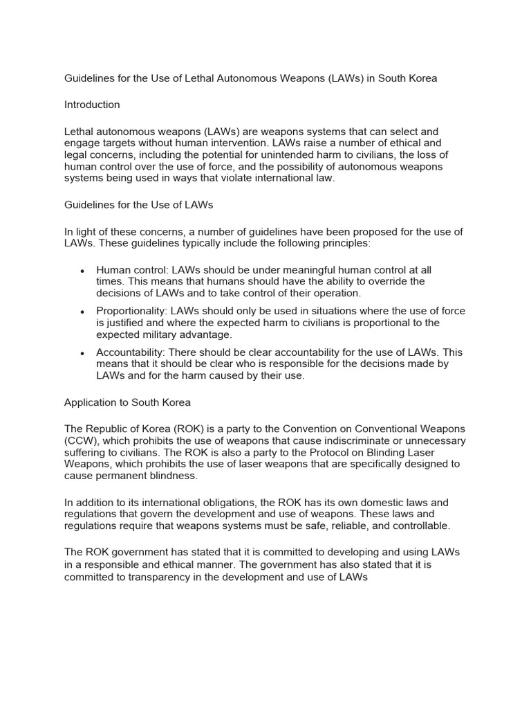 Guidelines For The Use of Lethal Autonomous Weapons | PDF | Politics ...