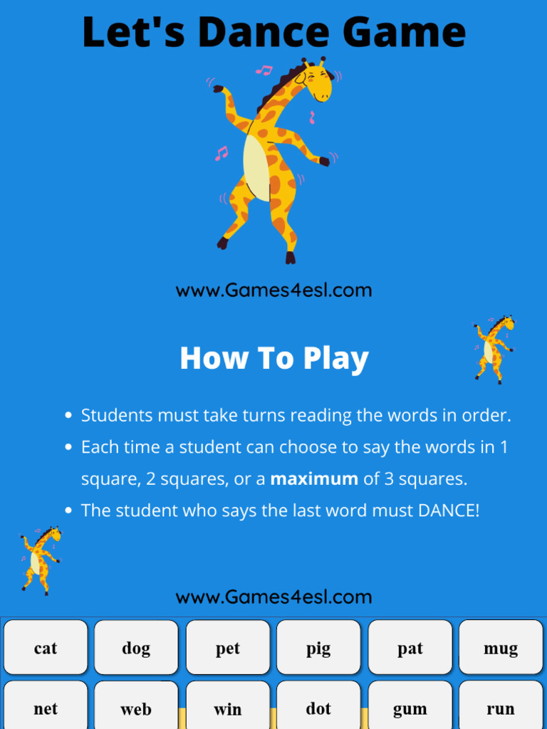 Lets Dance Game Phonics CVC Words | PDF