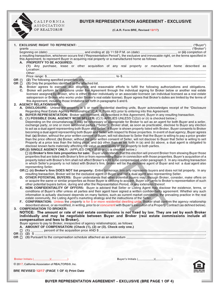 Exclusive Buyer Representation Agreement | PDF | Common Law | Private Law