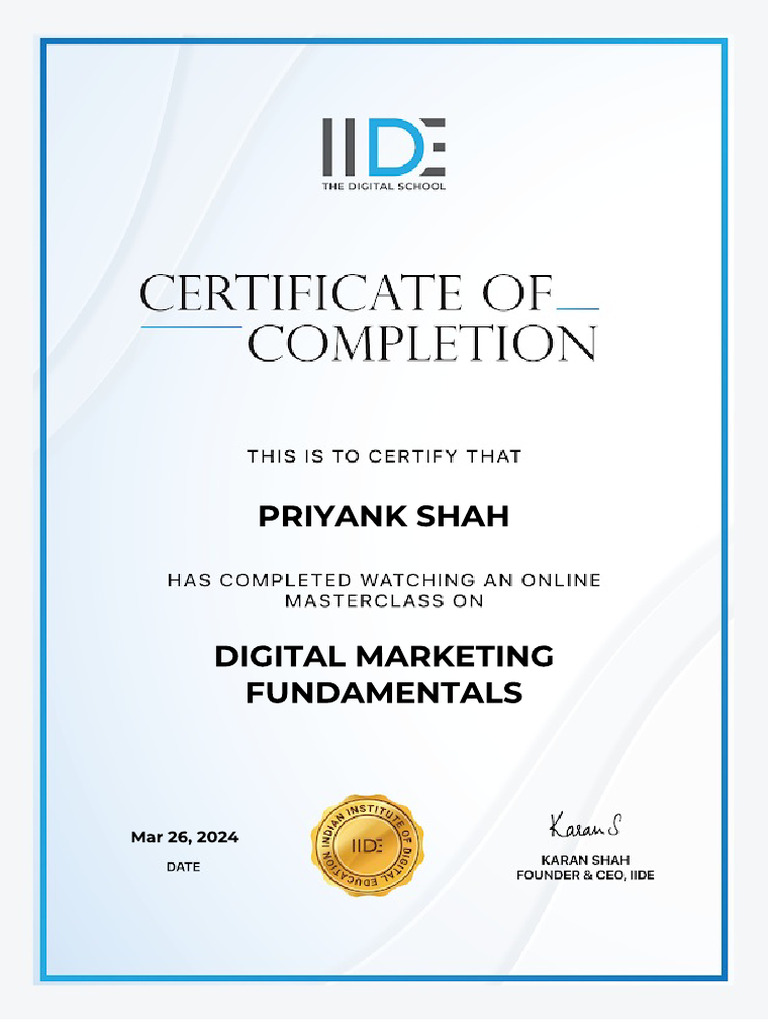 Iide Certificate | PDF