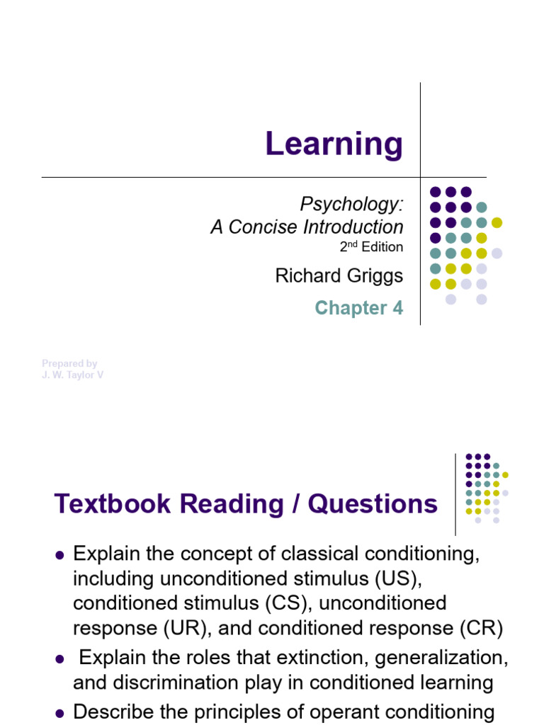 Learning - Lecture 4 | Download Free PDF | Classical Conditioning | Reinforcement