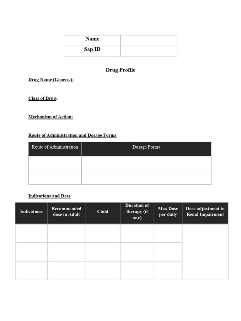 Drug Template | Download Free PDF | Dose (Biochemistry) | Chemistry