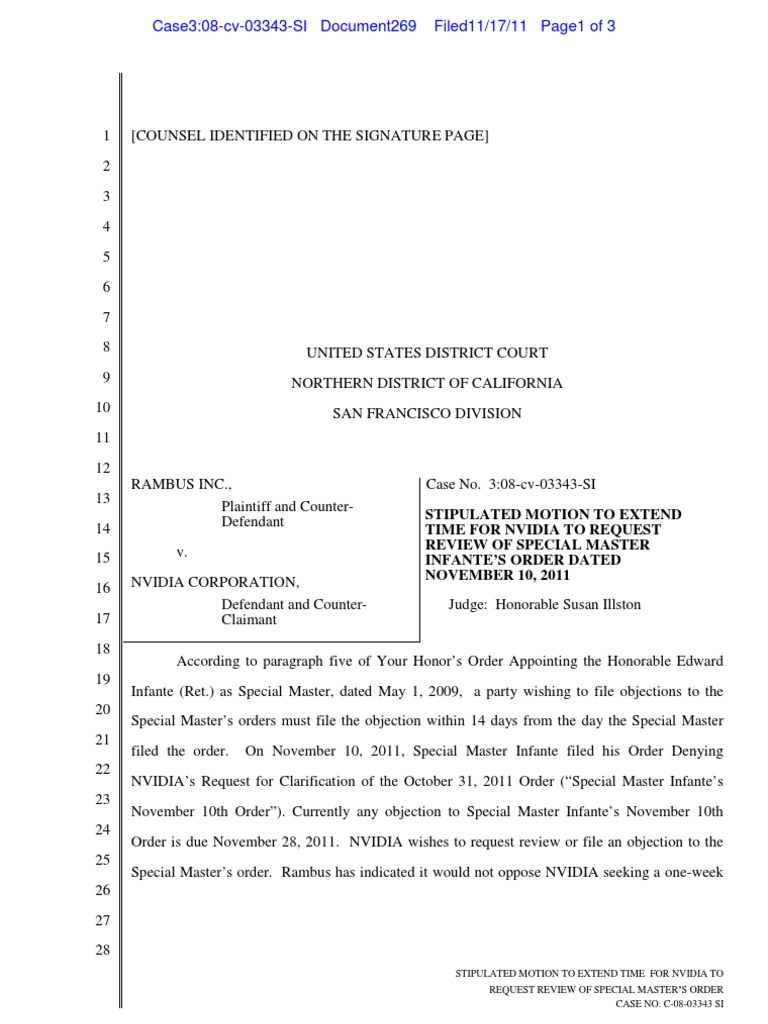 Stipulated Motion To Extend Time For Nvidia To Request Review of ...