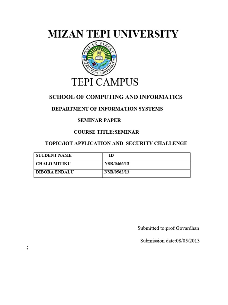 Mizan Tepi University. Chali Vs Dibora1 | PDF | Internet Of Things ...