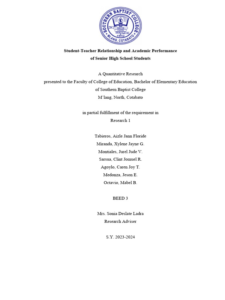 Final Thesis | PDF | Teachers | Attachment Theory