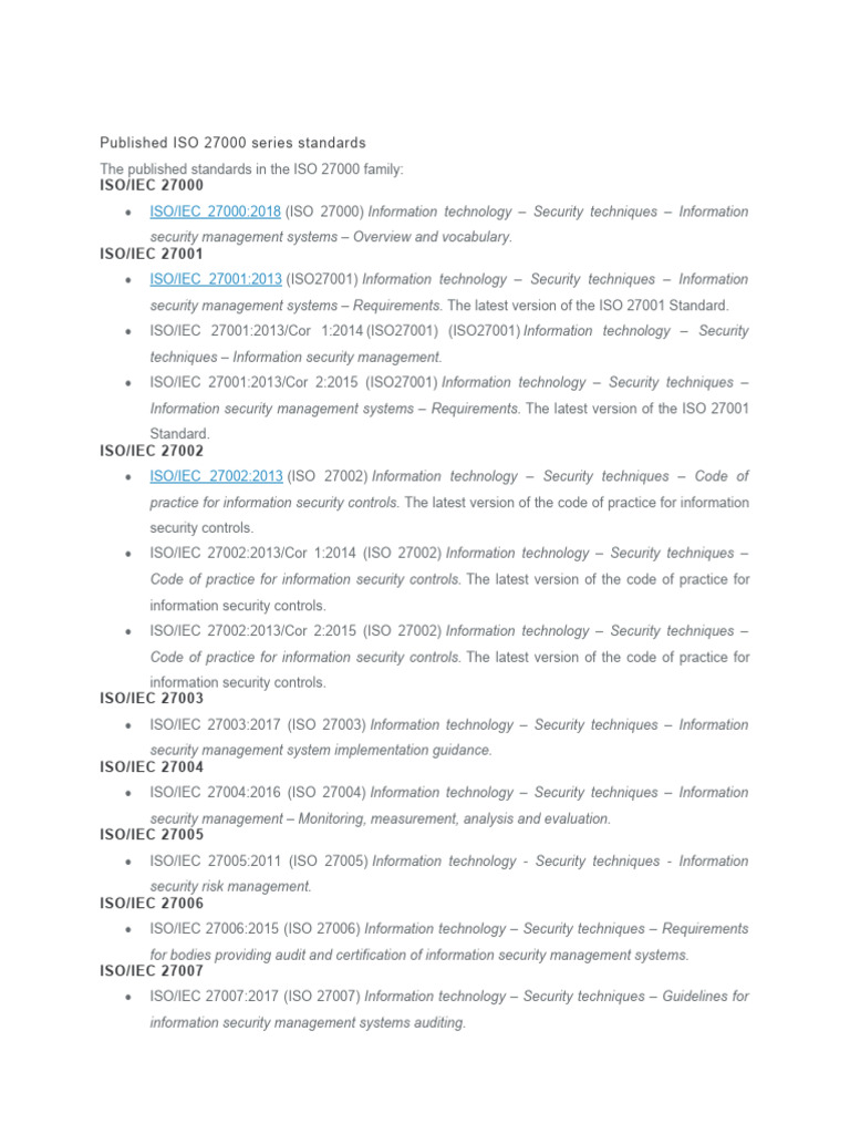 Iso 27000 Series Pdf Computing Information Technology