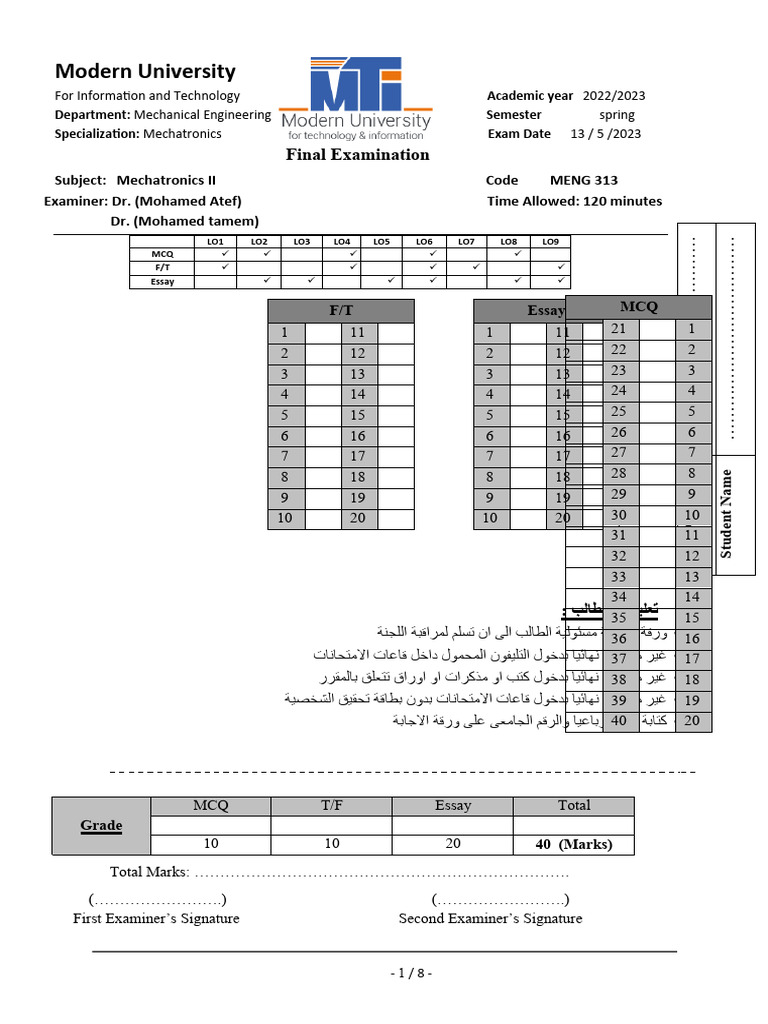 Mechatronics II Final Exam Guide | PDF | Transistor | Power Electronics