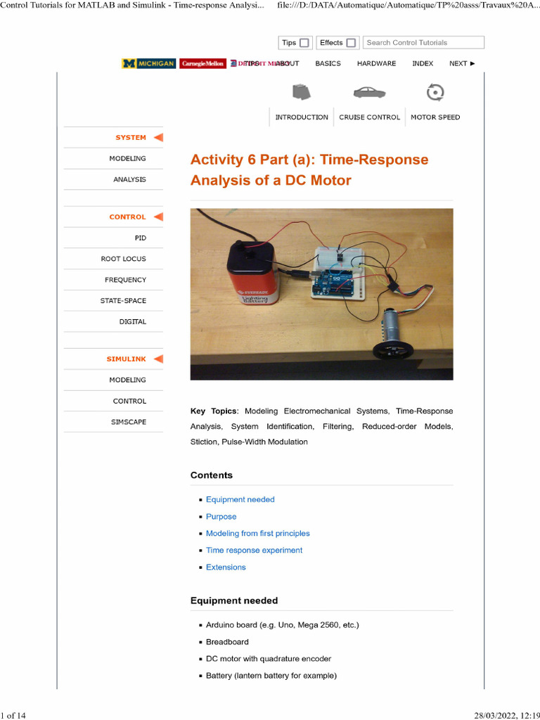 Control Tutorials For MATLAB and Simulink - Time-Response Analysis of A DC Motor | PDF ...