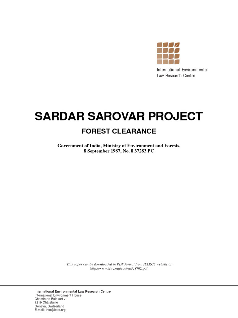 Sardar Sarovar Project Forest Clearance Approval | PDF | Natural ...