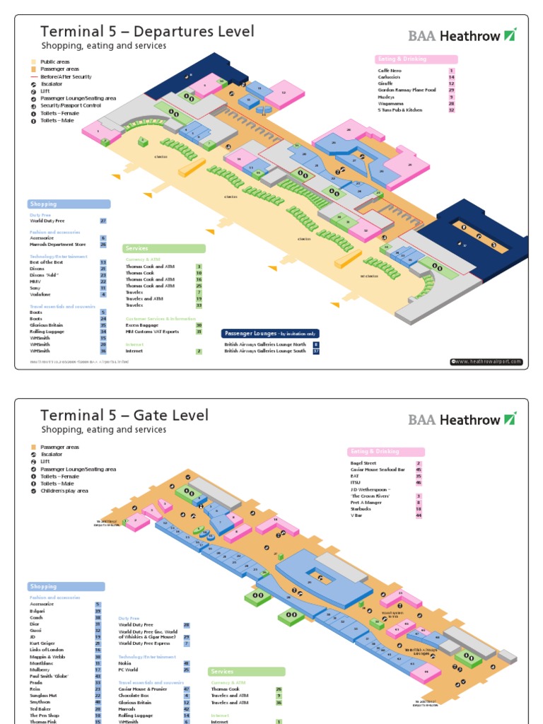 Terminal 5 - Departures Level: Shopping, Eating and Services | PDF ...