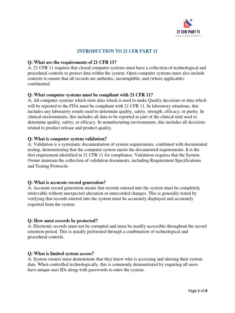 Handbook of 21 CFR Part 11 1711423509 | PDF | Biometrics | Records ...