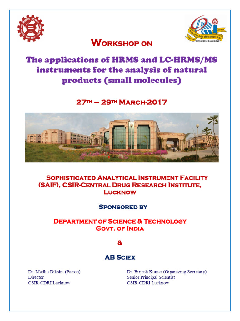 HRMS & LC-HRMS/MS Workshop in Lucknow | PDF | Liquid Chromatography ...