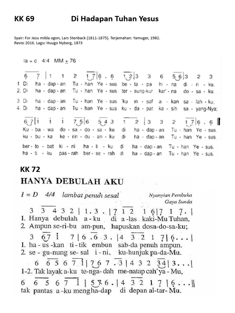 KK 69 Di Hadapan Tuhan Yesus & KK 72 Hanya Debulah Aku | PDF