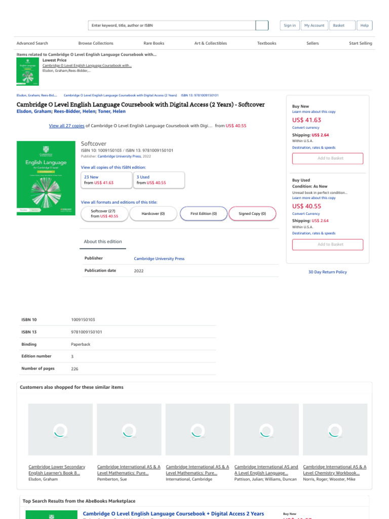 Cambridge O Level English Language Coursebook With Digital Access (2 ...