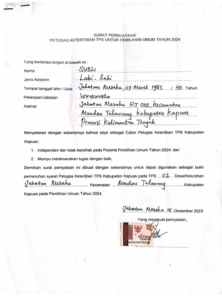 Berkas Linmas Jakatan Masaha Subli | PDF