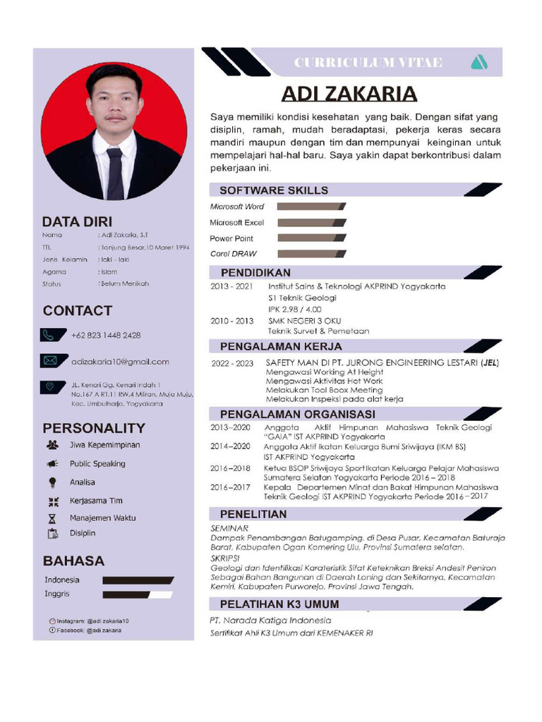 CV Adi Zakaria 2 | PDF