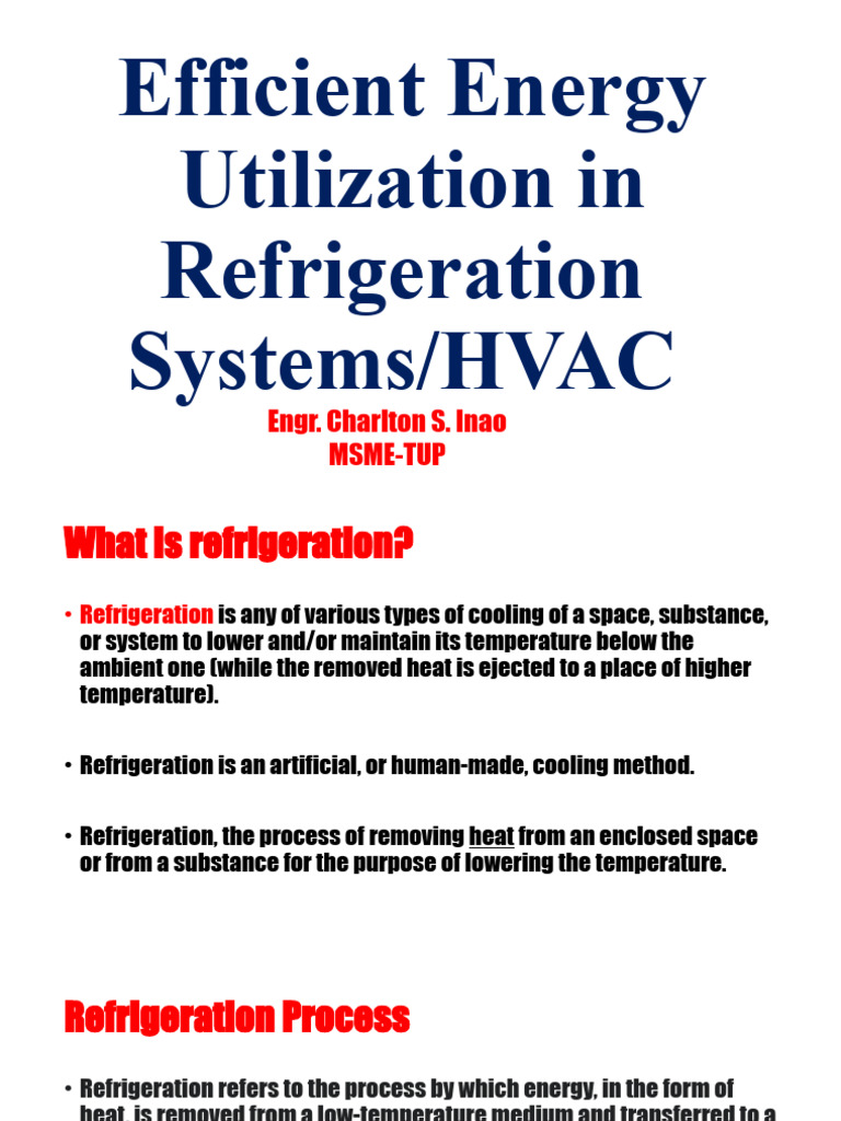 Efficient Energy Utilization in Refrigeration Systems | PDF ...