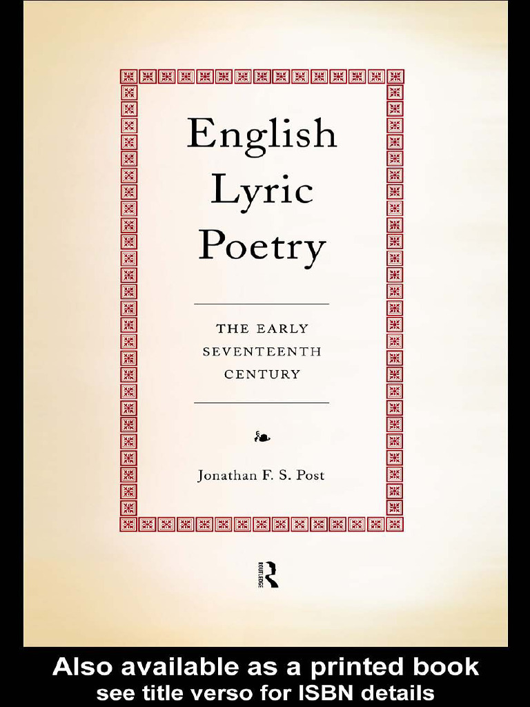 Jonathan Post - English Lyric Poetry (1999) | PDF | Poetry | Ben Jonson