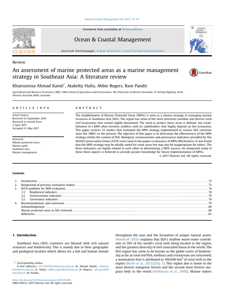 PHIL, MALAY, INDO - An Assessment of Marine Protected Areas As A Marine Management-Dela Vega ...