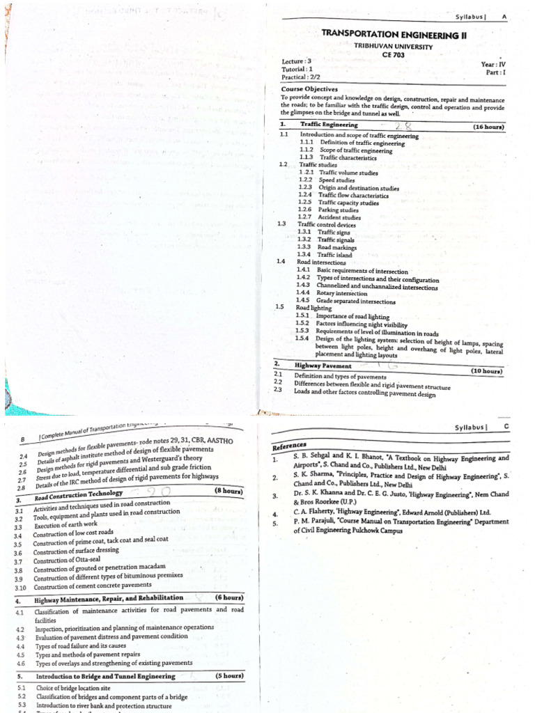 Transportation Engineering II Manual 1 | PDF