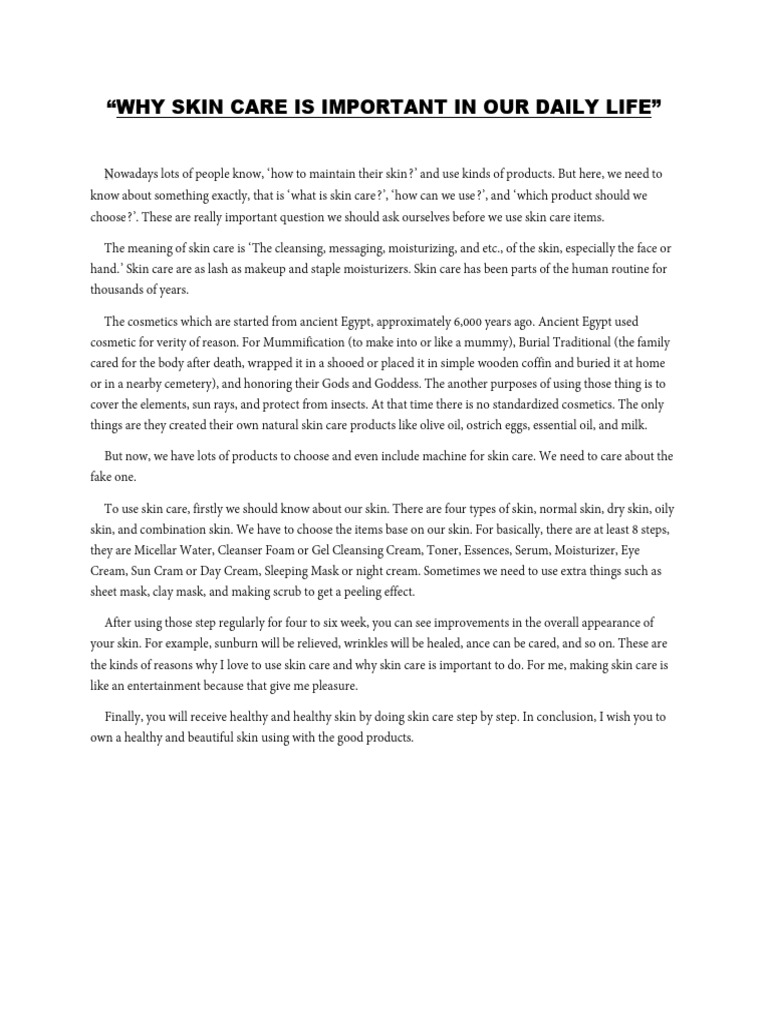 WHY SKIN CARE IS IMPORTANT IN OUR DAILY LIFE | PDF | Skin Care | Cosmetics