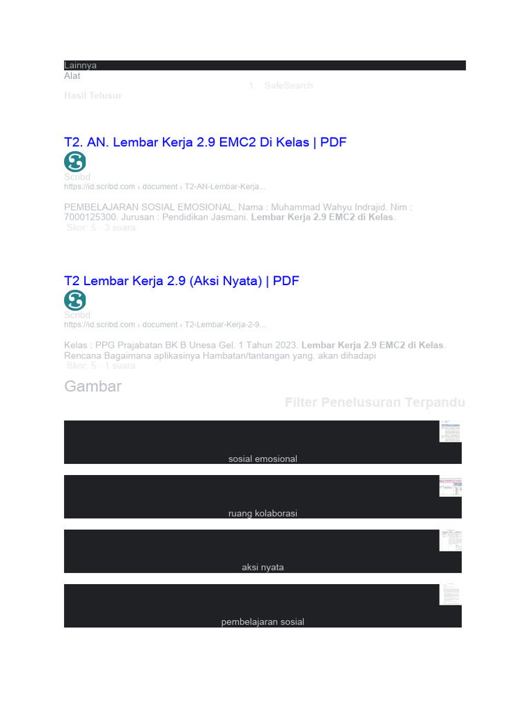 Gambar: T2. AN. Lembar Kerja 2.9 EMC2 Di Kelas - PDF | PDF | Karier & Perkembangan | Seni