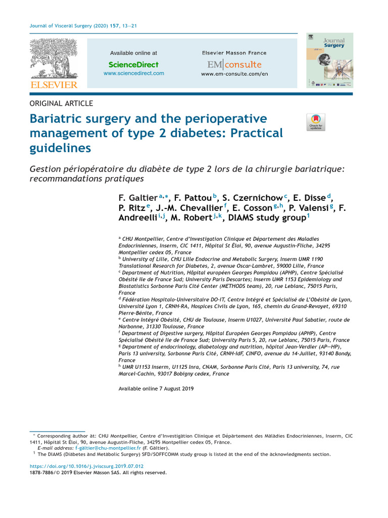 Bariatric Surgery and The Perioperative Management of Type 2 Diabetes ...