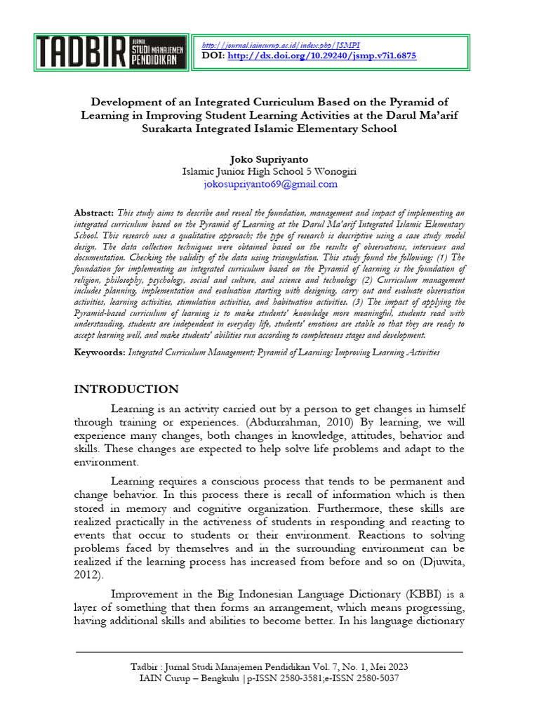 Pyramid Of Learning_1 | PDF | Learning | Curriculum