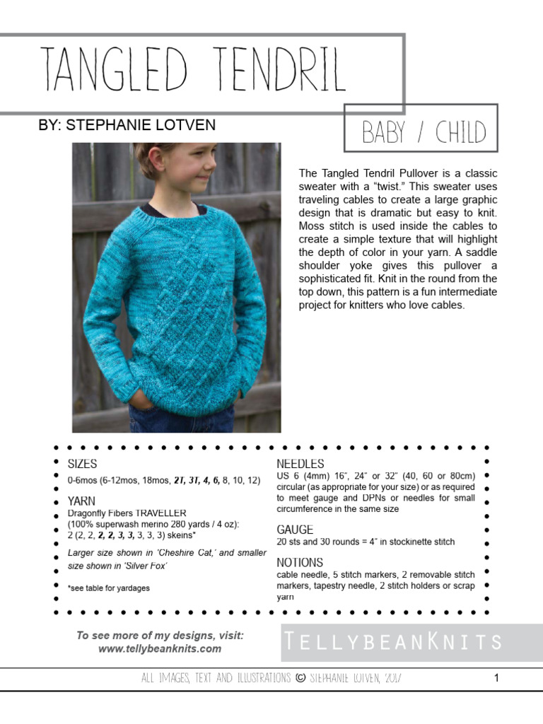 Tangled Tendril BABY-CHILD | PDF | Knitting | Gauge (Knitting)