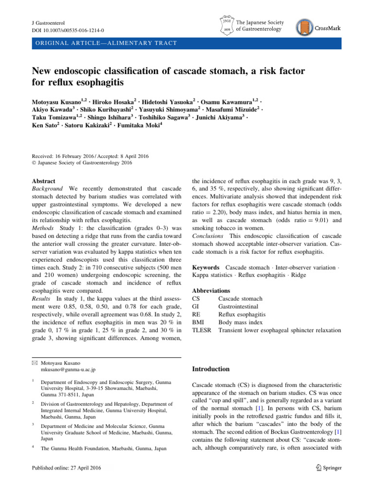 New Endoscopic Classification of Cascade Stomach | Download Free PDF ...