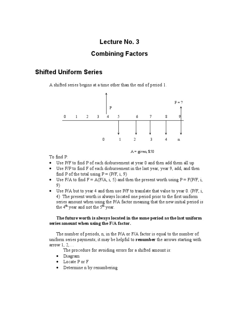 Lecture No. 3 Combining Factors Shifted Uniform Series | Download Free ...