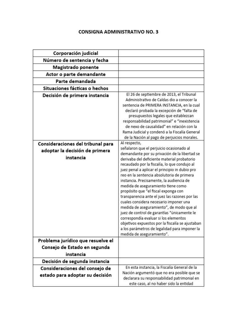 CONSIGNA ADMINISTRATIVO NO. 3 | PDF | Sentencia (ley) | Juez