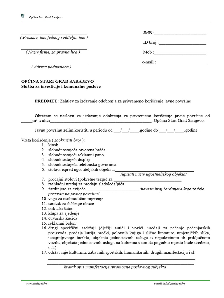 Koristenje Javne Povrsine 2017 Novi | PDF