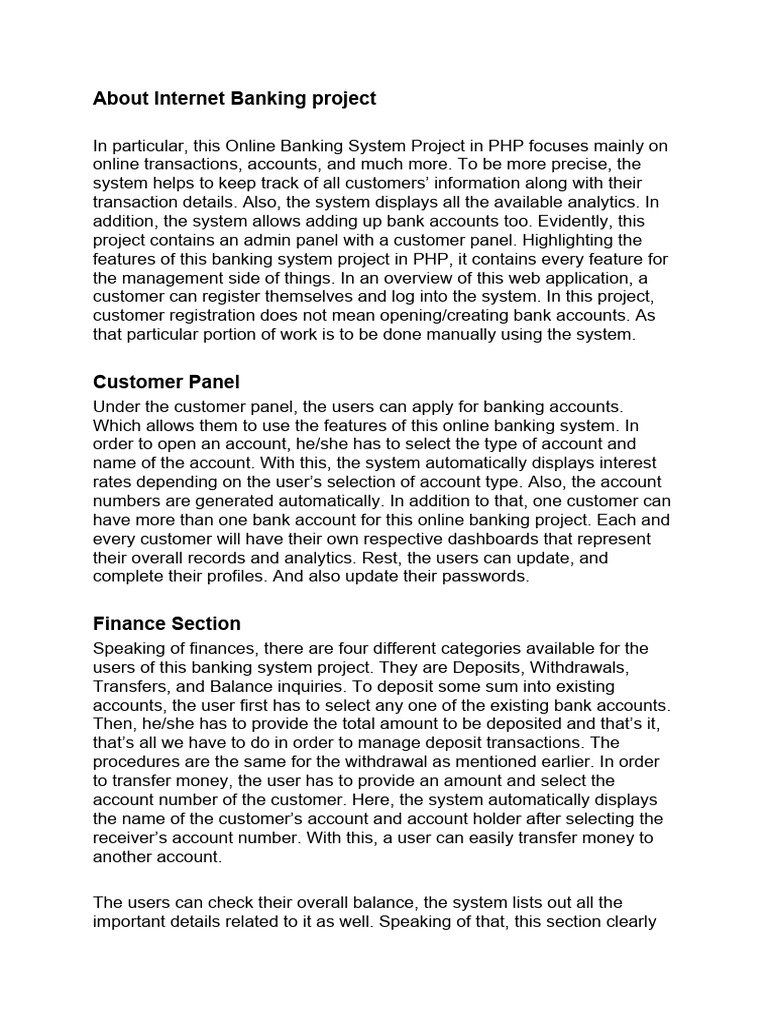About Internet Banking Project | PDF | Banks | Deposit Account